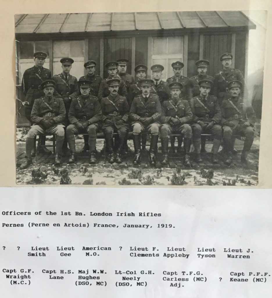 October 1918 to May 1919 – London Irish Rifles Association